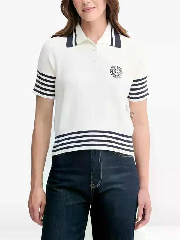 BENETTON Striped Polo Top - White