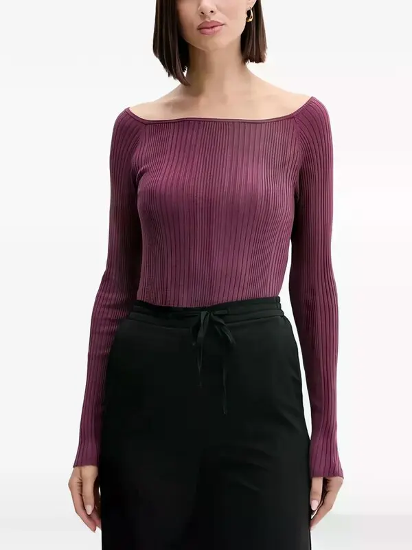 BENETTON Long-sleeved Ribbed Sweater - Purple