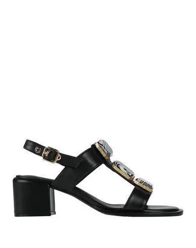 APEPAZZA Leather Sandals With Appliqués - Black