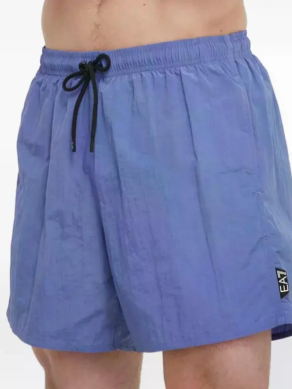 EA7 Logo Patch Swim Shorts - Blue