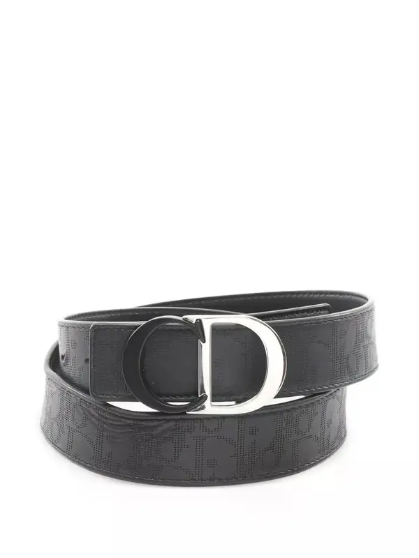 Dior 2000s Icon Oblique Leather Belt - Black