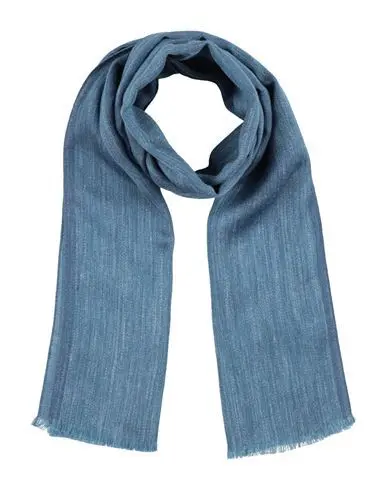 FERRAGAMO Scarf Slate Silk, Virgin Wool, Linen, Cashmere - Blue