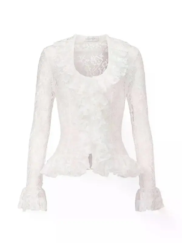LUDOVIC DE SAINT SERNIN Ruffled Lace Top - White