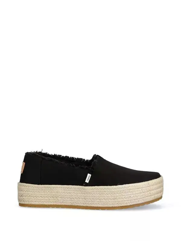Toms Frayed Platform Espadrilles - Black