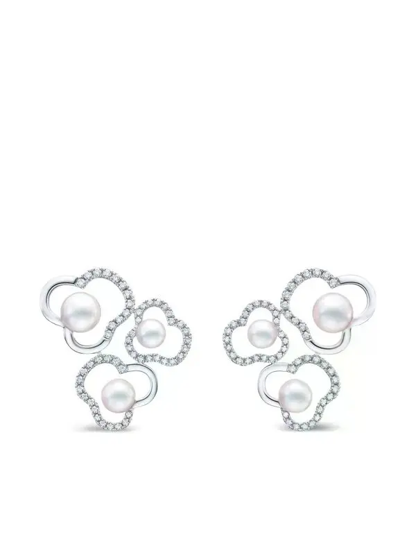 TASAKI Chants Duo Akoya Pearls And Diamonds Earrings - Silver