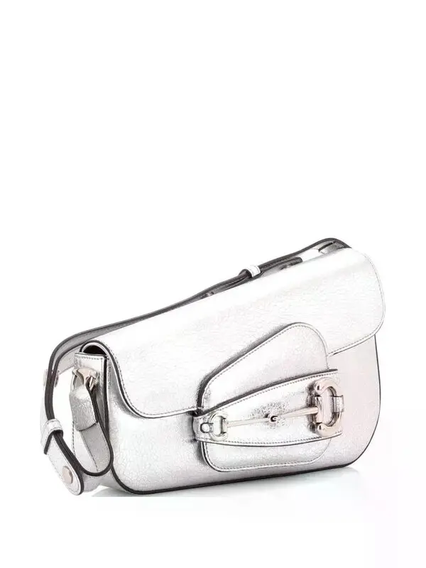 Gucci Horsebit 1955 Asymmetric Leather Shoulder Bag - Metallic
