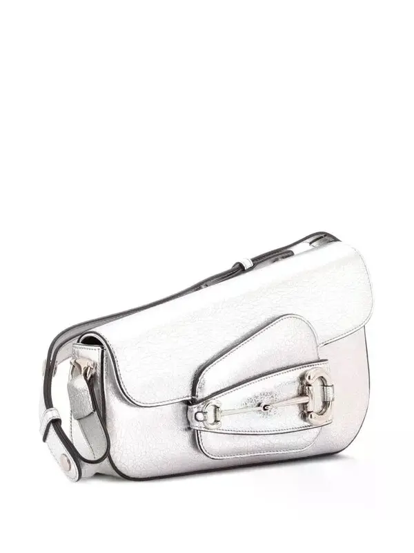 Gucci Horsebit 1955 Asymmetric Leather Shoulder Bag - Metallic