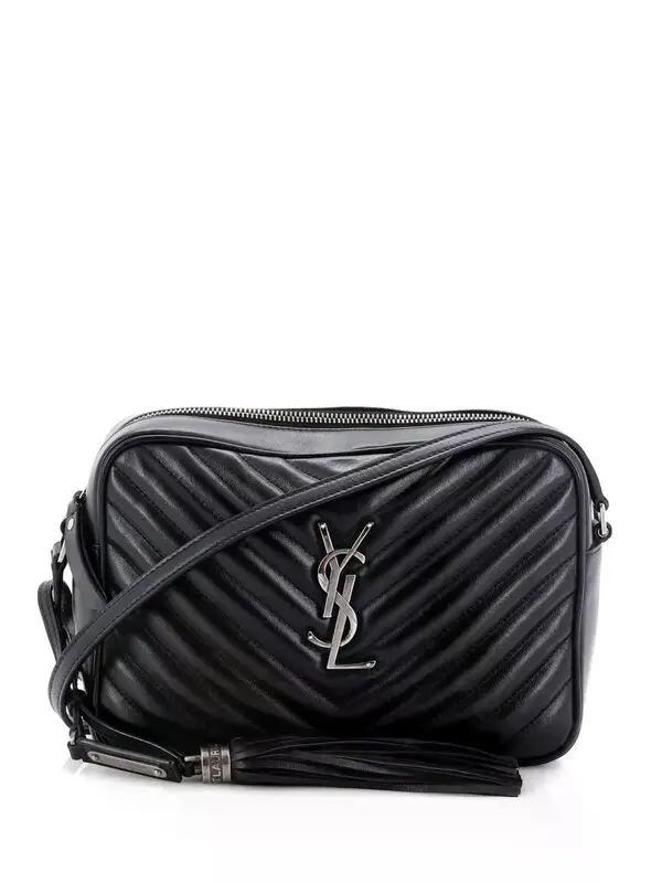 Saint Laurent Lou Camera Bag Matelasse Chevron Leather Small Crossbody Bag - Black