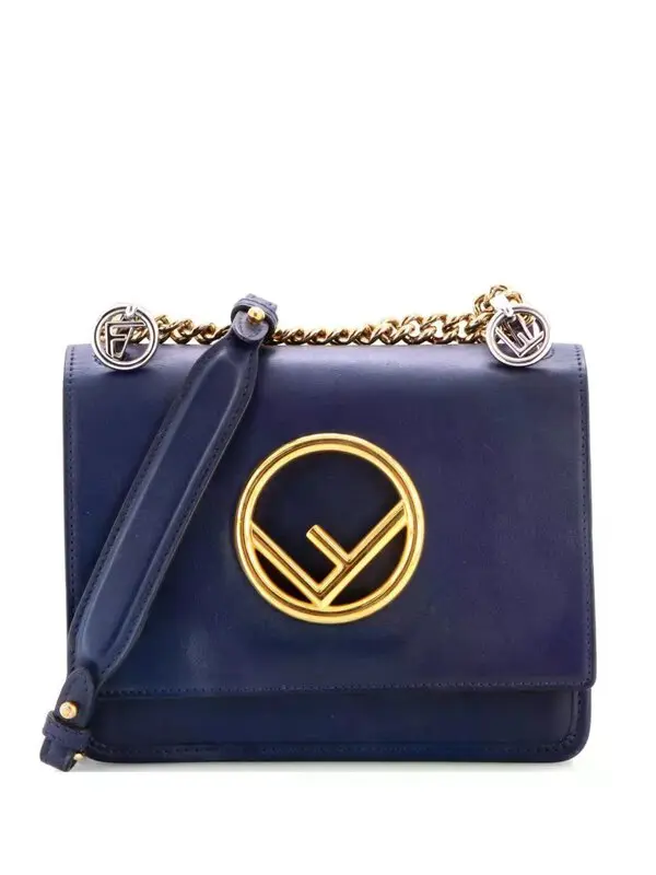 Fendi Kan I F Leather Small Shoulder Bag - Blue