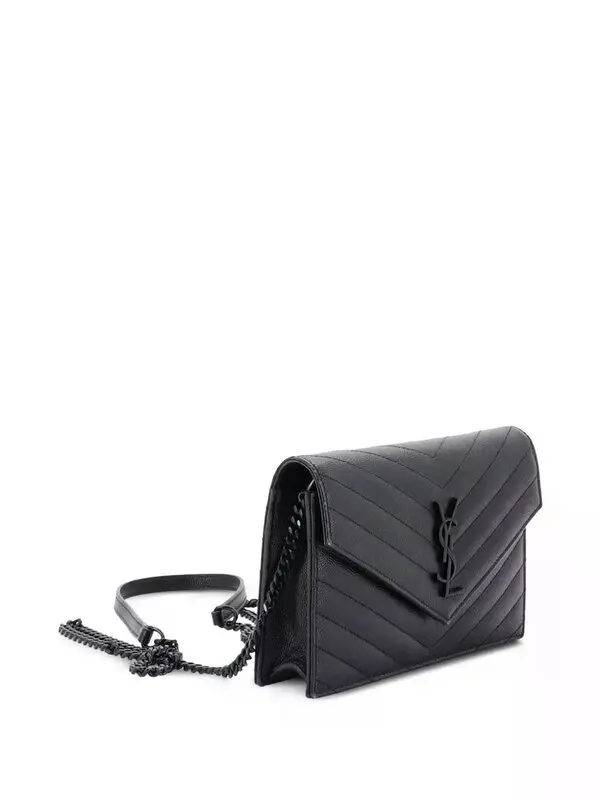 Saint Laurent Monogram Wallet On Chain - Black
