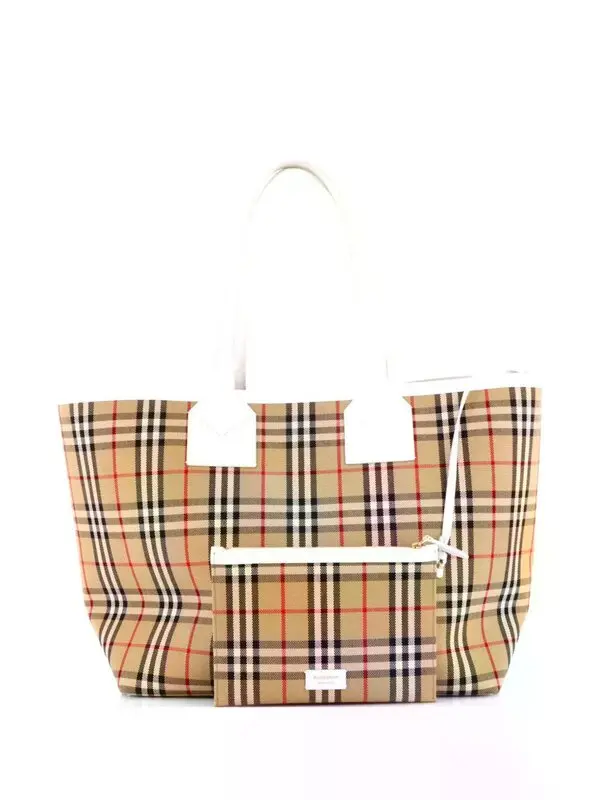 Burberry London Vintage Check Canvas Large Tote Bag - Brown