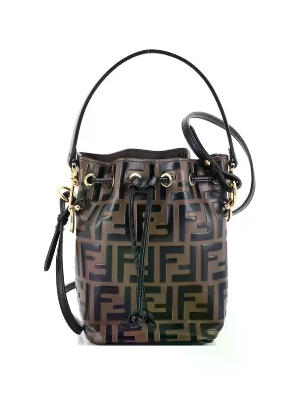 Fendi Mon Tresor Zucca Embossed Leather Mini Bucket Bag - Brown