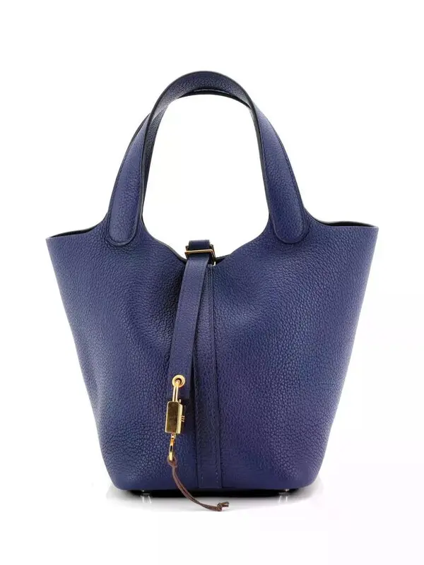 Hermès Picotin Lock Bag Togo Pm Bucket Bag - Blue