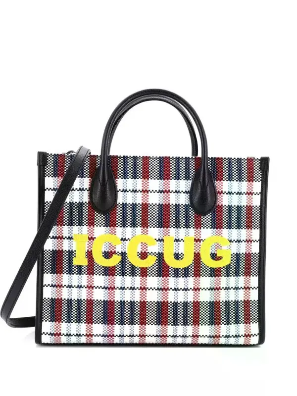 Gucci Iccug Tote Embroidered Faux Raffia Small Satchel - Multicolour