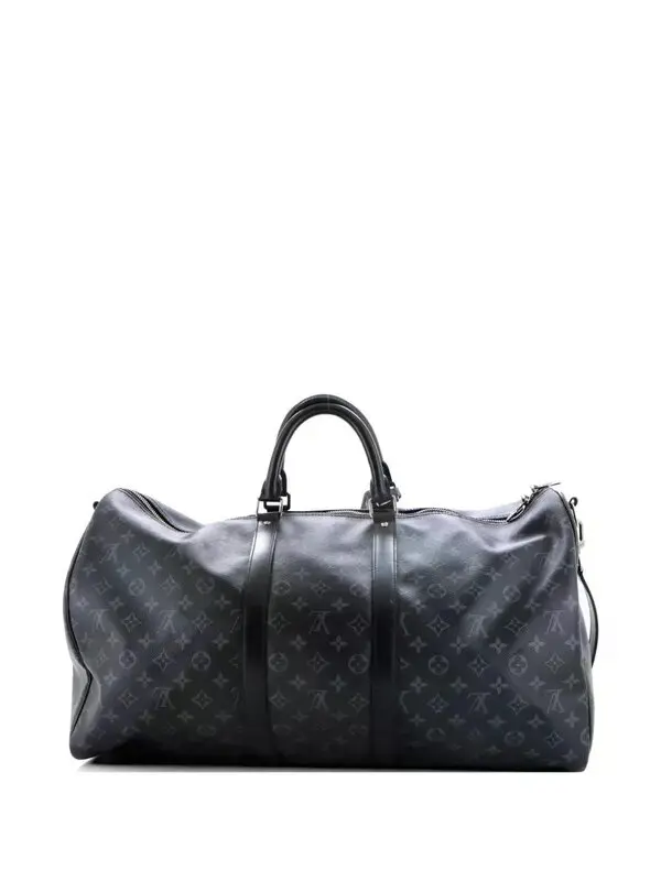 LOUIS VUITTON Keepall Bandouliere 55 Travel Bag Monogram Eclipse Canvas - Black