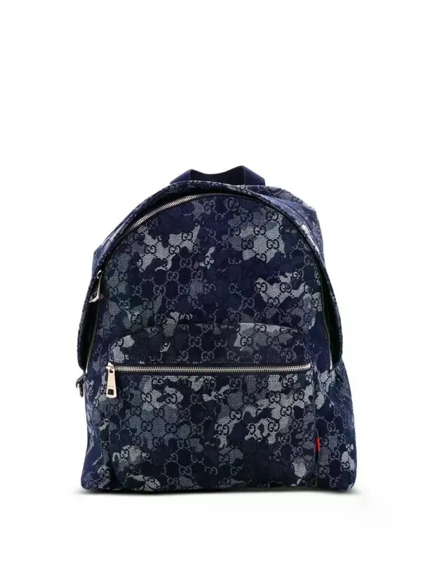 Gucci Zip Front Pocket Camouflage Gg Denim Backpack