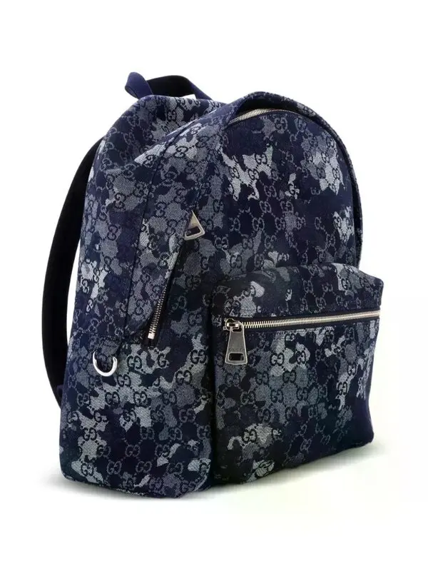 Gucci Zip Front Pocket Camouflage Gg Denim Backpack