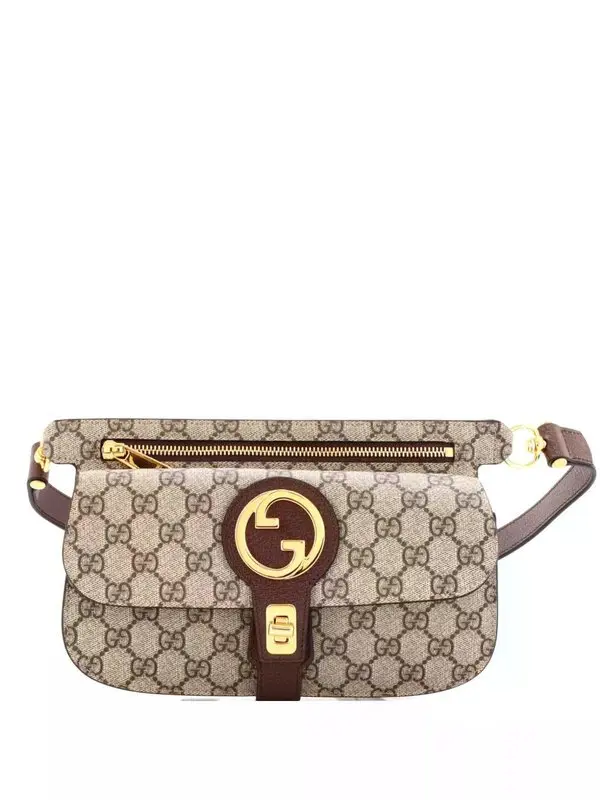 Gucci Blondie Flap Pocket Gg Coated Canvas Belt Bag - Brown