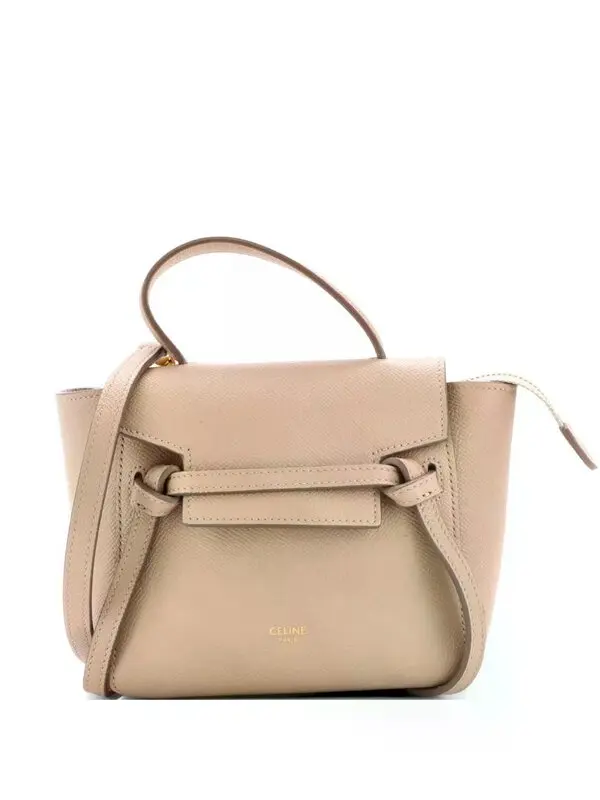 Celine Belt Bag Textured Leather Pico Shoulder Bag - Neutrals