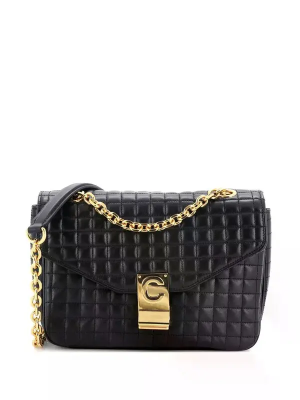 Celine C Bag Quilted Leather Medium Shoulder Bag - Black