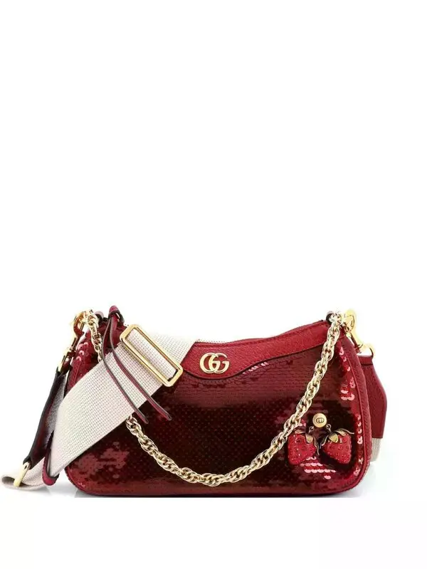 Gucci Ophidia Strawberry Sequin Shoulder Bag - Red