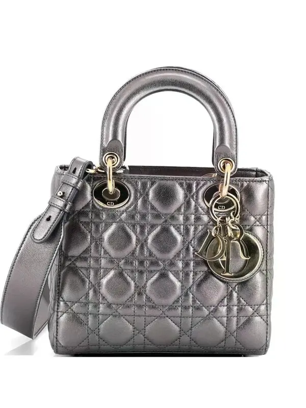 Dior My Abcdior Lady Bag Cannage Quilt Leather Shoulder Bag - Metallic