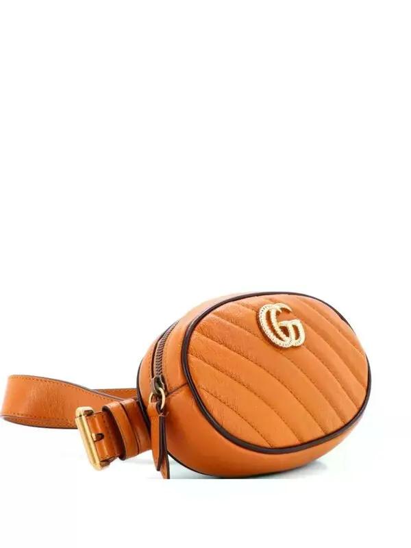 Gucci Gg Marmont Diagonal Quilted Leather Belt Bag - Brown
