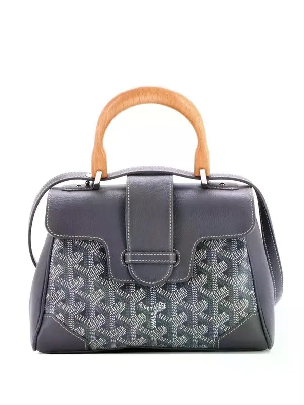 Goyard Saigon Top Handle Mini Bag Coated Canvas With Leather - Grey