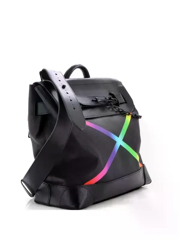 LOUIS VUITTON Steamer Bag Rainbow Taiga Leather Pm Satchel - Black