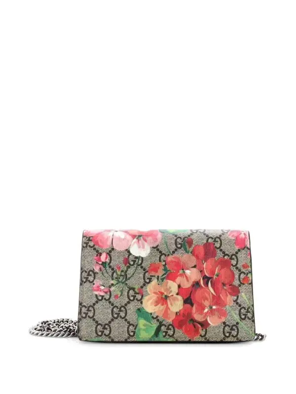 Gucci Dionysus Blooms Print Gg Coated Canvas Super Mini Crossbody Bag - Brown