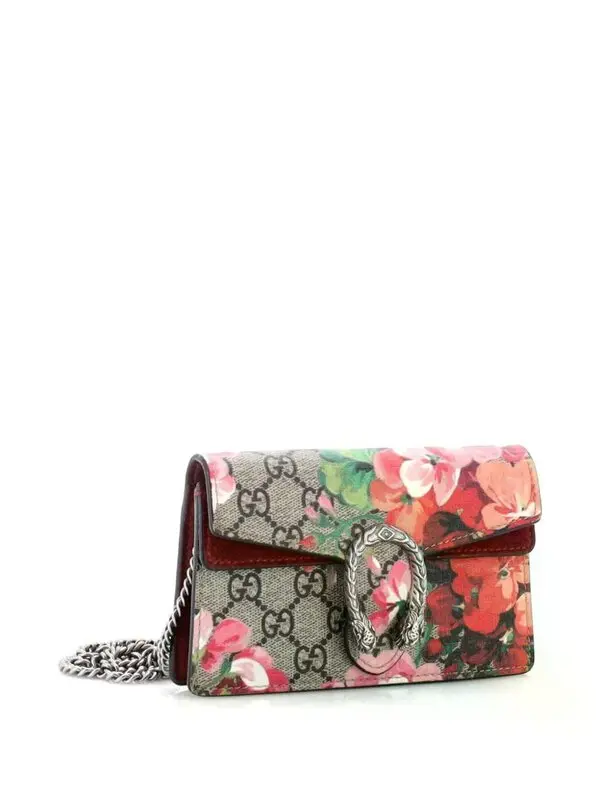 Gucci Dionysus Blooms Print Gg Coated Canvas Super Mini Crossbody Bag - Brown