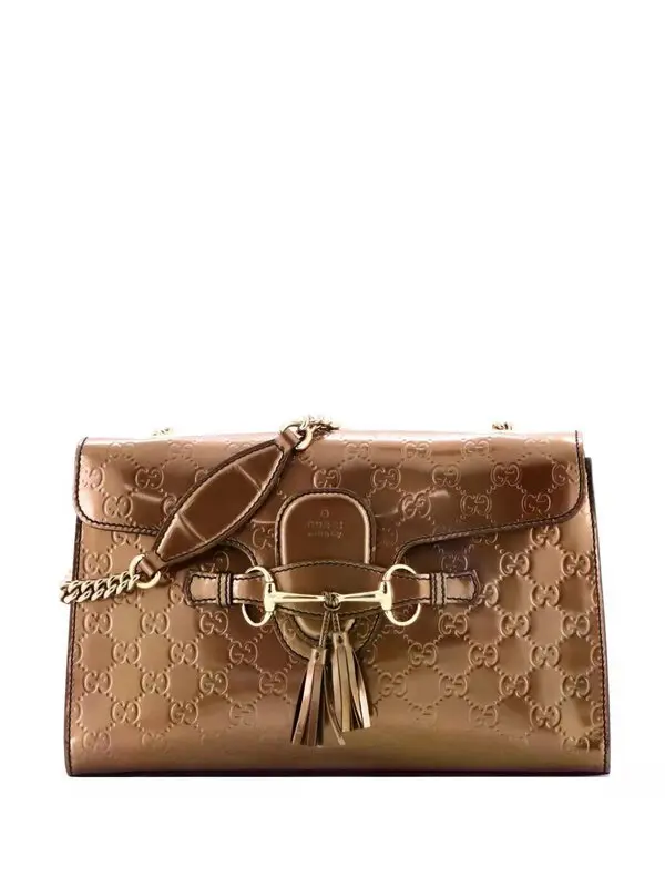 Gucci Emily Chain Flap Shoulder Bag Ssima Patent Medium - Brown
