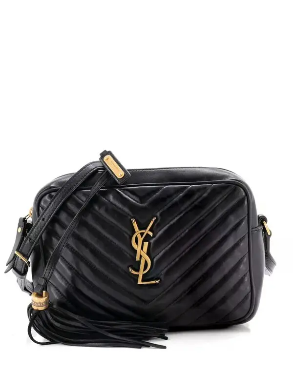 Saint Laurent Lou Camera Bag Matelasse Chevron Leather Small Crossbody Bag - Black
