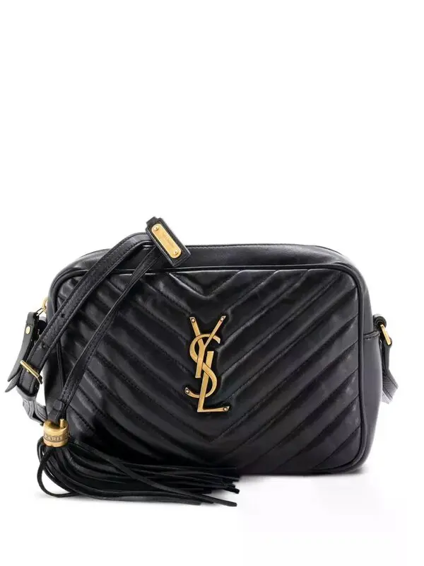 Saint Laurent Lou Camera Matelassé Chevron Leather Crossbody Bag - Black