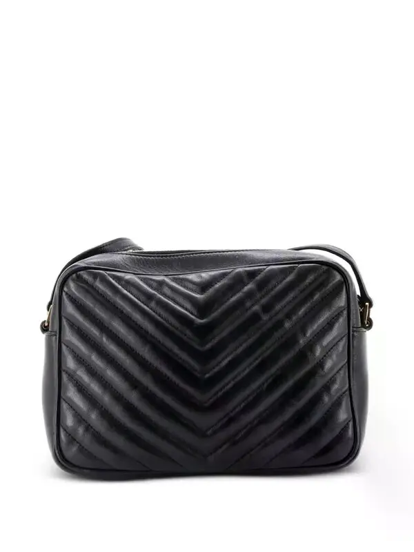 Saint Laurent Lou Camera Matelassé Chevron Leather Crossbody Bag - Black