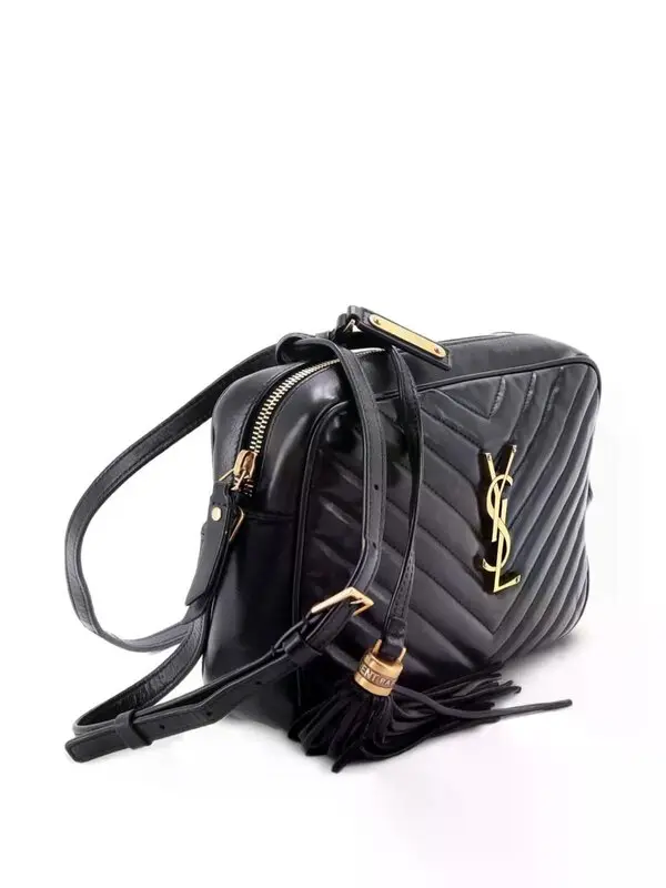 Saint Laurent Lou Camera Matelassé Chevron Leather Crossbody Bag - Black