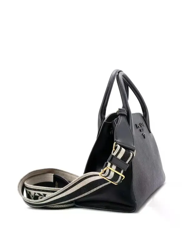 Prada Monochrome Saffiano And City Calf Small Tote Bag