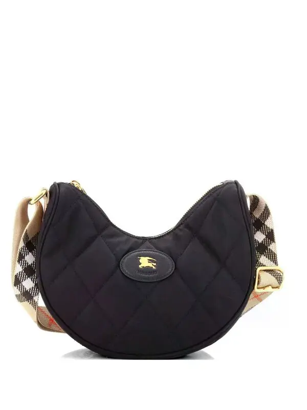 Burberry Horseshoe Quilted Nylon Crossbody Bag - Black