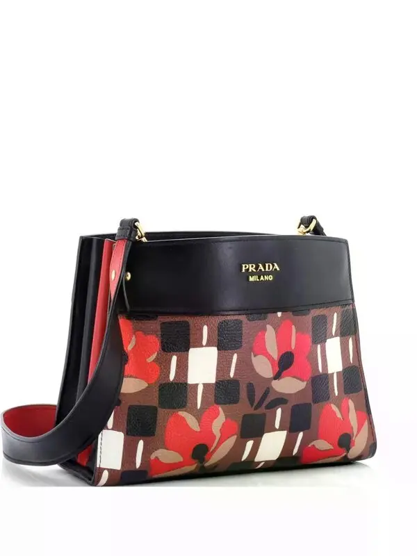 Prada Bibliotheque Small Crossbody Bag Printed Leather - Multicolour