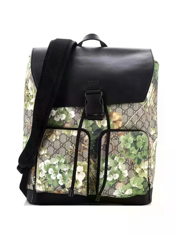 Gucci Blooms Print Gg Coated Canvas And Leather Backpack - Brown