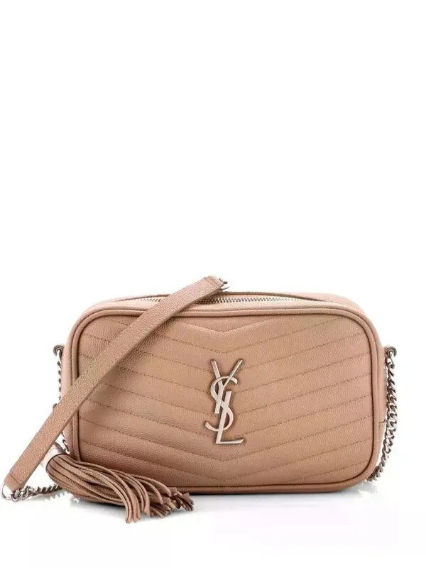 Saint Laurent Loulou Matelasse Chevron Leather Mini Crossbody Bag - Neutrals