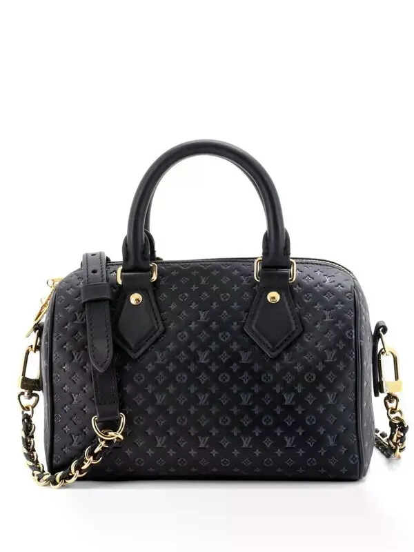 LOUIS VUITTON Speedy Bandouliere Nanogram 20 Satchel - Black