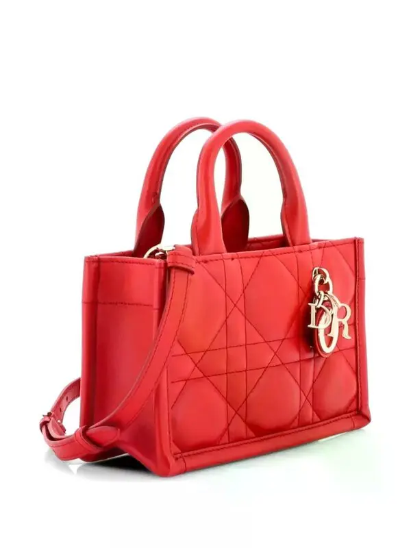Dior Book Tote Mini With Strap Macro Cannage Quilt - Red