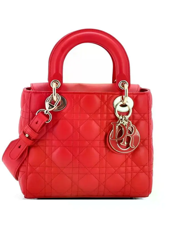 Dior My Abcdior Lady Bag Cannage Quilt Lambskin - Red