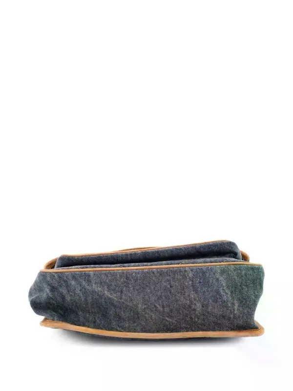 Saint Laurent Niki Chain Flap Bag Matelassé Chevron Denim With Suede - Blue