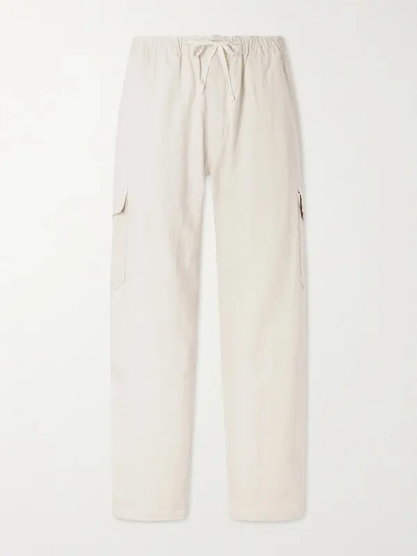 MONITALY Wide-leg Cotton Cargo Trousers - Neutrals