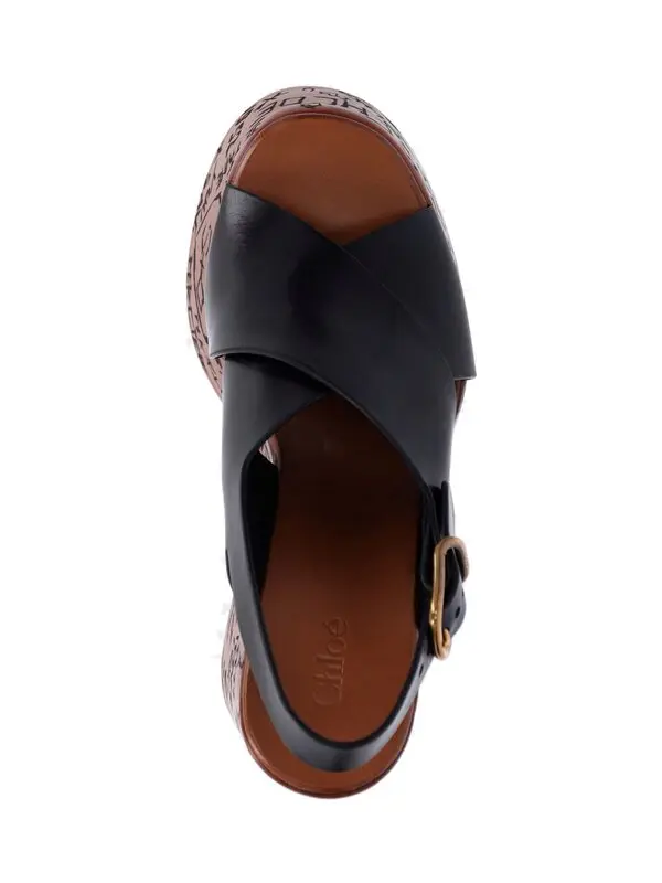 Chloé Maxime Wedge Sandals - Black