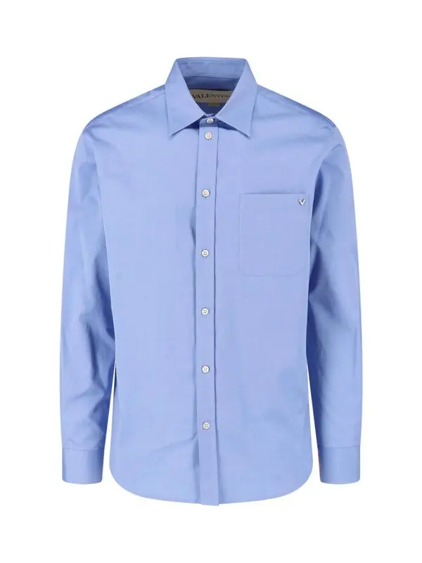 Valentino Garavani Cotton Shirt "vgold - Light Blue