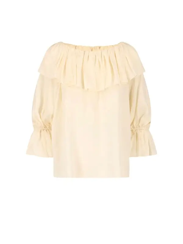 Chloé Silk Jacquard Top - Cream
