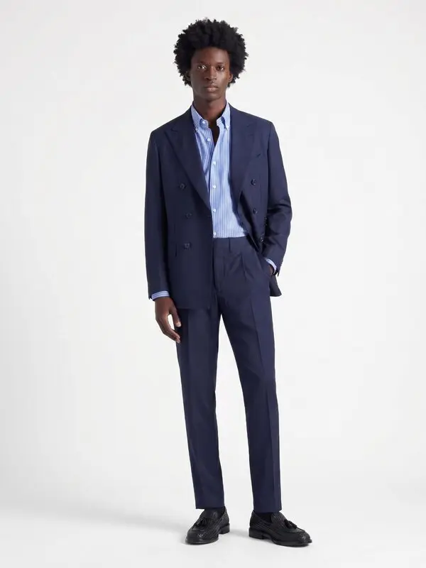 Kiton Double-breasted Wool Suit - Blue